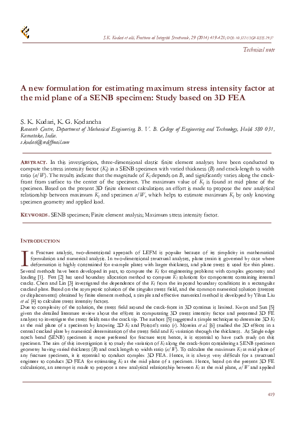 (PDF) A new formulation for estimating maximum stress intensity factor ...