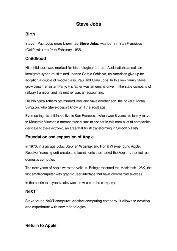 (DOC) Steve Jobs Birth