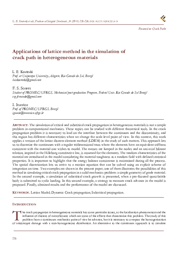 (PDF) Applications of lattice method in the simulation of crack path in ...