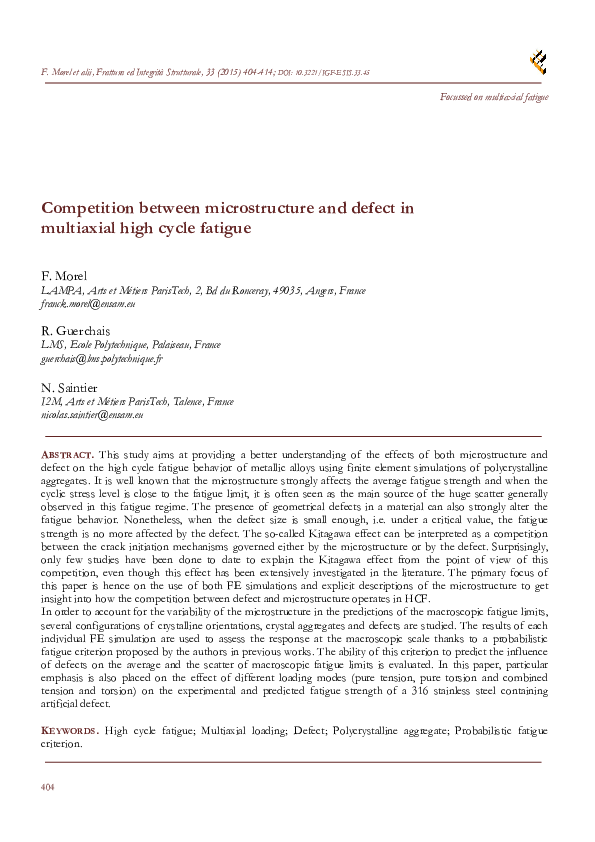 (PDF) Competition between microstructure and defect in multiaxial high cycle fatigue.PDF