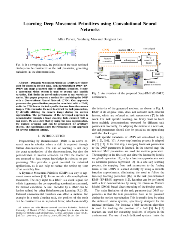Pdf Learning Deep Movement Primitives Using Convolutional Neural Networks