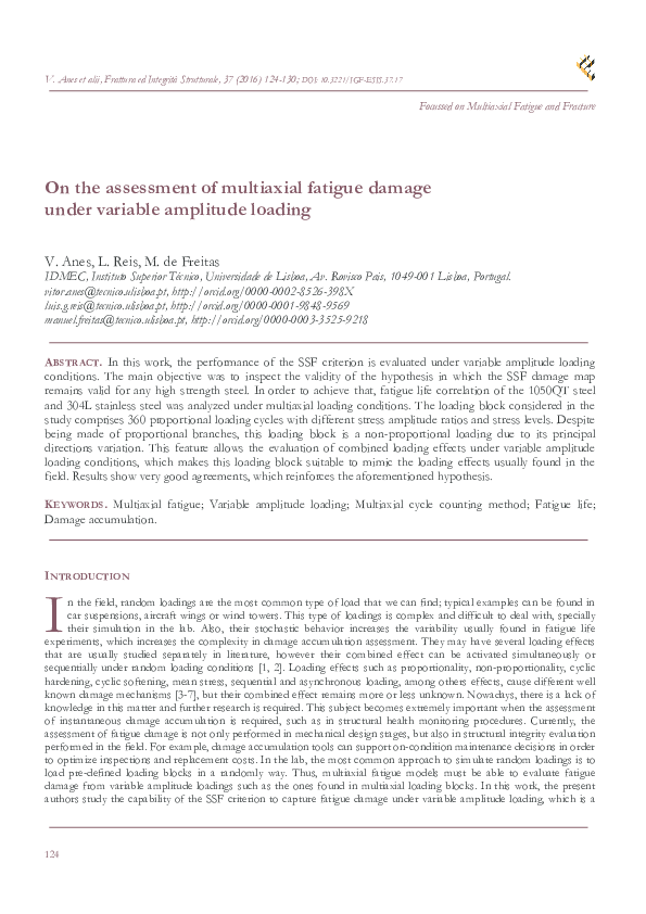 (PDF) On the assessment of multiaxial fatigue damage under variable amplitude loadin.PDF