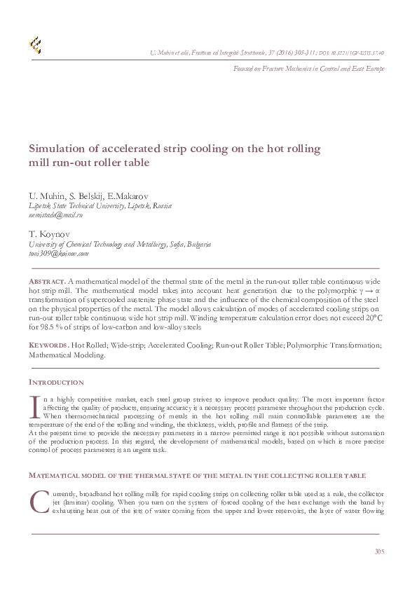 (PDF) Simulation of accelerated strip cooling on the hot rolling mill ...
