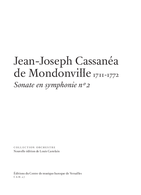 (PDF) Mondonville, Sonate en symphonie no.2 - Édition de Louis Castelain
