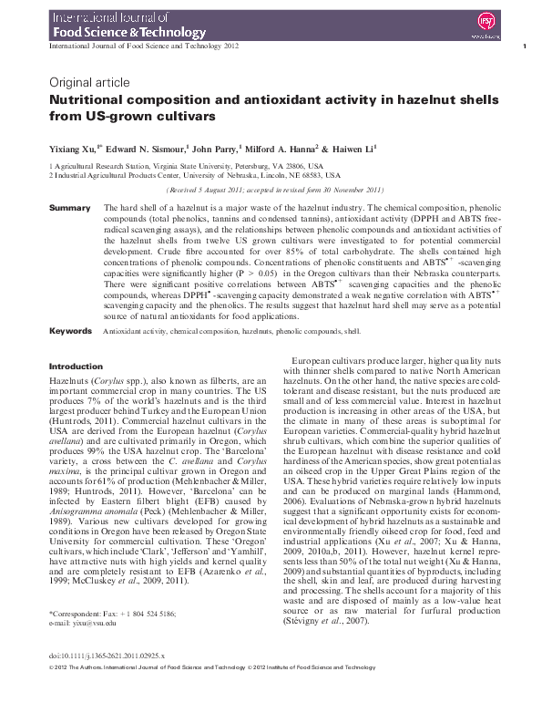 (PDF) Nutritional composition and antiox activity of hazelnut shell.pdf