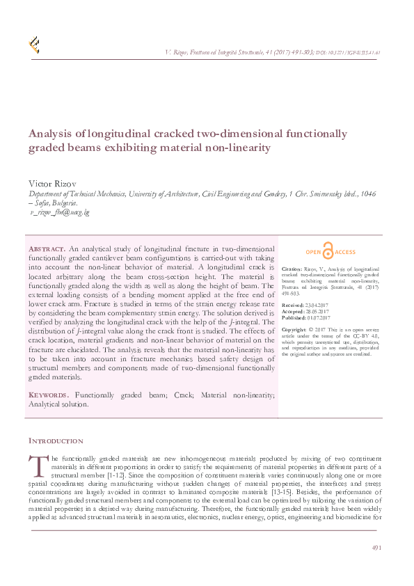 Pdf Analysis Of Longitudinal Cracked Two Dimensional Functionally Graded Beams Exh Pdf