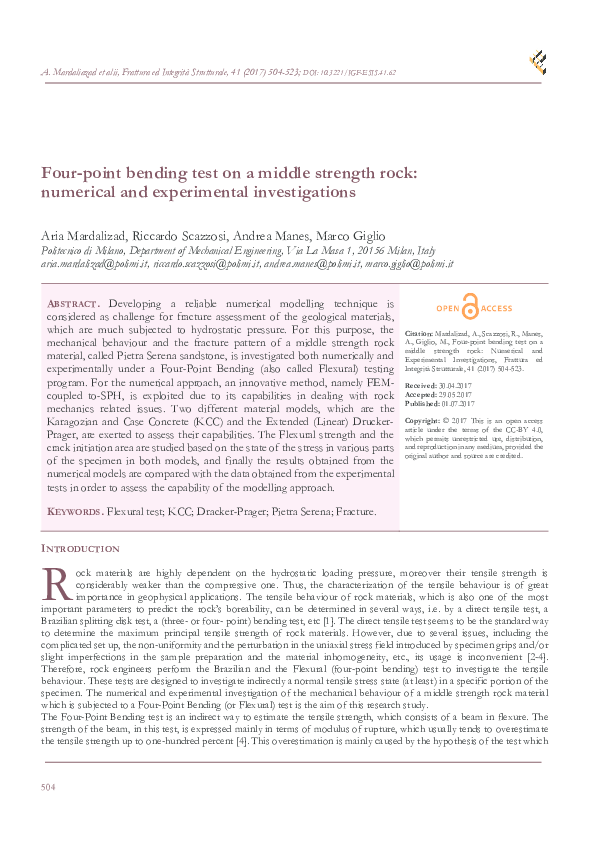 (PDF) Four-point bending test on a middle strength rock numerical and ...