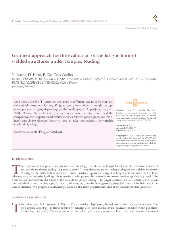 (PDF) Gradient approach for the evaluation of the fatigue limit of ...