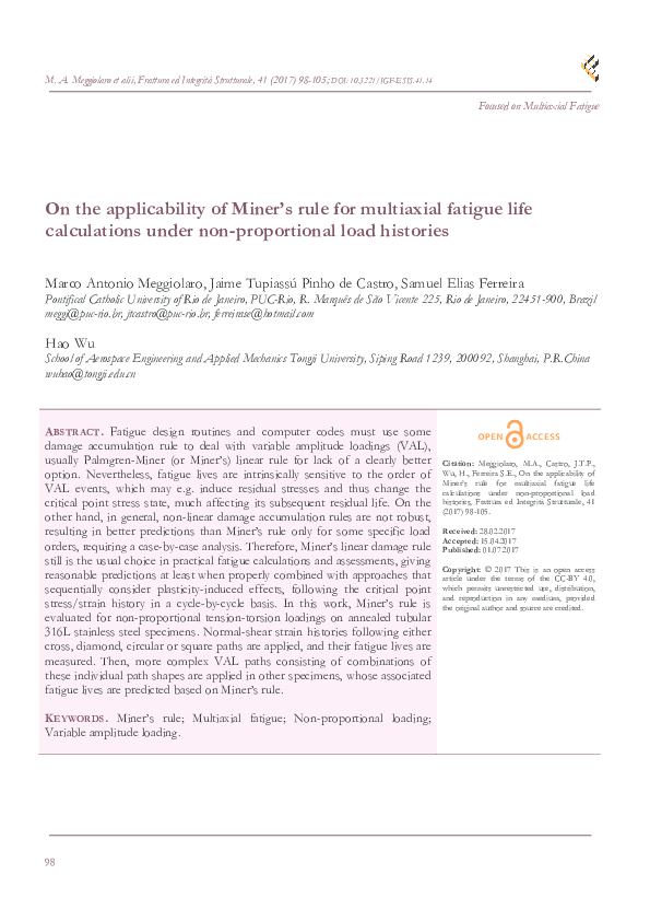 (PDF) On the applicability of Miner’s rule for multiaxial fatigue life ...