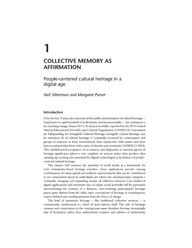 (PDF) Collective Memory as Affirmation: People-Centered Cultural ...