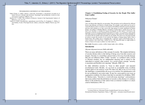 (PDF) Establishing Feeling of Security for the People Who Suffer from ...