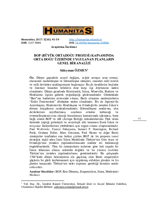 (PDF) GENERAL ANALYSIS OF THE PLANS APPLIED ON THE MIDDLE EAST WITHIN ...