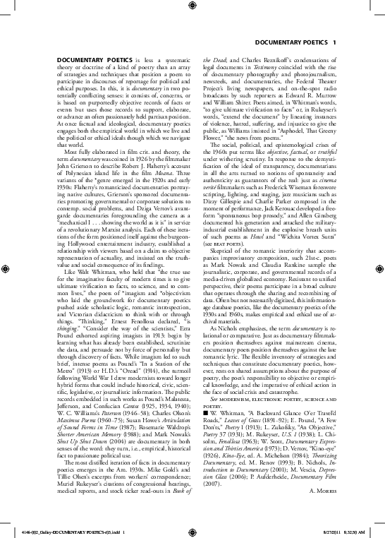 (PDF) DOCUMENTARY POETICS