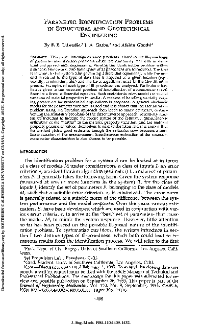 Pdf Parameter Identification Problems In Structural And Geotechnical