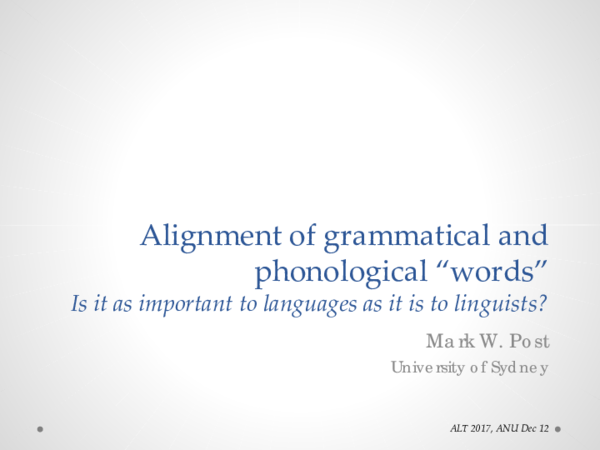 (PDF) Alignment of grammatical and phonological “words”: Is it as ...