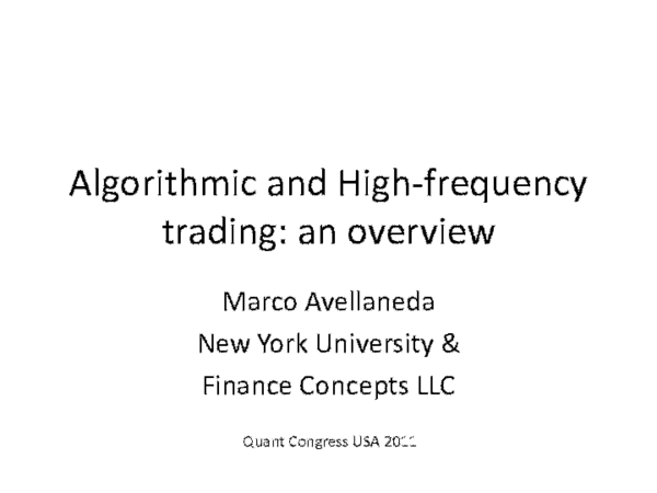 (PDF) Algorithmic and High-frequency trading: an overview