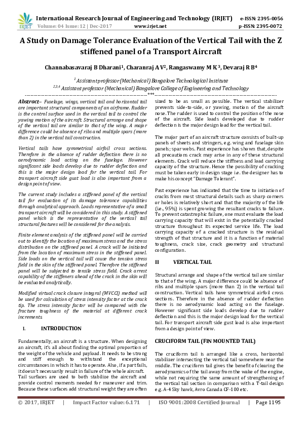 (PDF) A Study on Damage Tolerance Evaluation of the Vertical Tail with ...