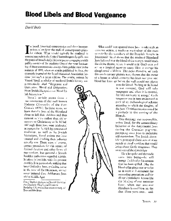 (PDF) David Biale, “Blood Libel and Blood Vengeance,” Tikkun 9:4 (July ...