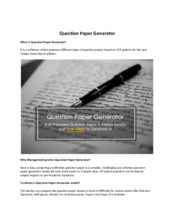 (DOC) Question Paper Generator System – Digital Teacher