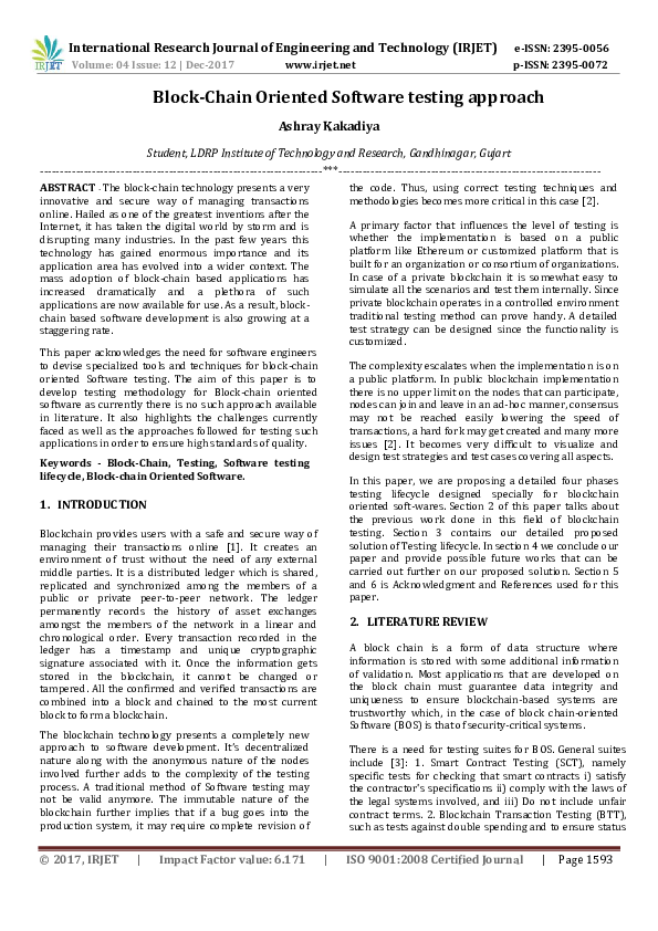 Pdf Block Chain Oriented Software Testing Approach
