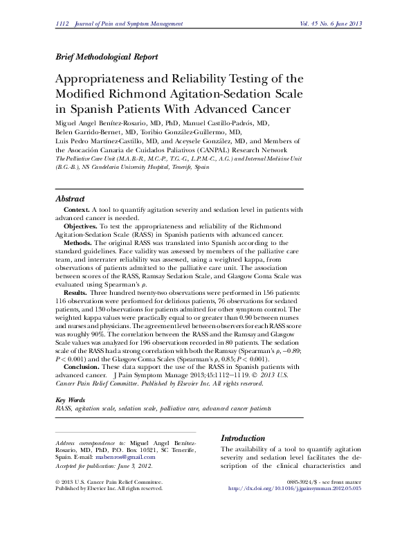(PDF) Appropriateness and Reliability Testing of the Modified Richmond ...