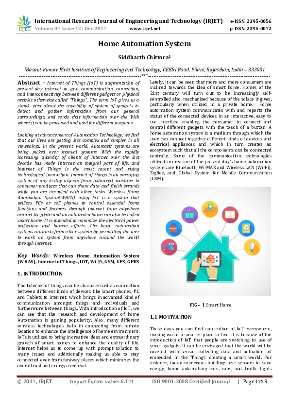 (PDF) Home Automation System