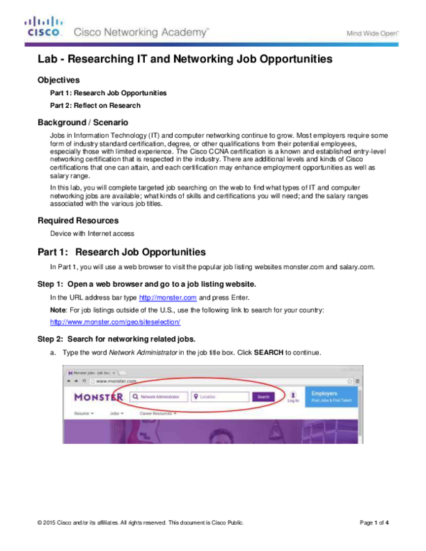 (PDF) Lab -Researching IT and Networking Job Opportunities Objectives ...