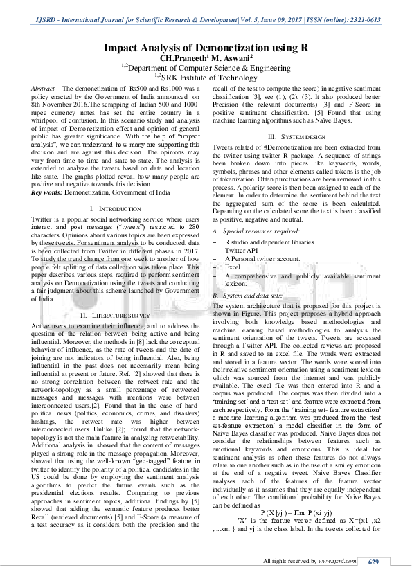 (PDF) Impact Analysis of Demonetization using R
