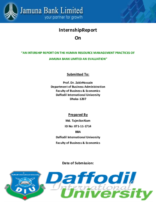 (DOC) InternshipReport On " AN INTERSHIP REPORT ON THE HUMAN RESOURCE ...