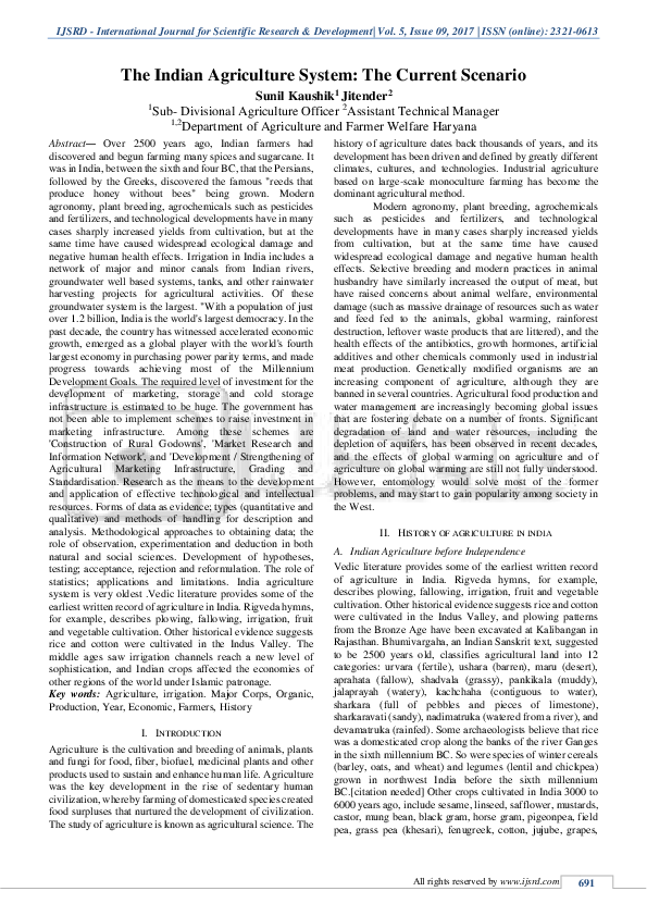 (PDF) The Indian Agriculture System: The Current Scenario