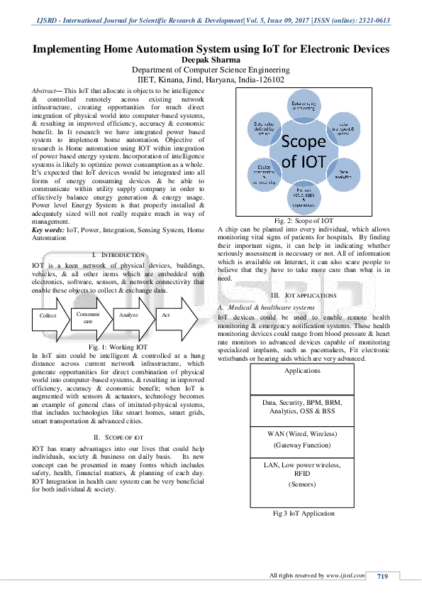 Pdf Implementing Home Automation System Using Iot For Electronic Devices
