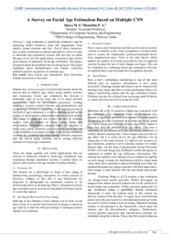 (PDF) A Survey on Facial Age Estimation Based on Multiple CNN