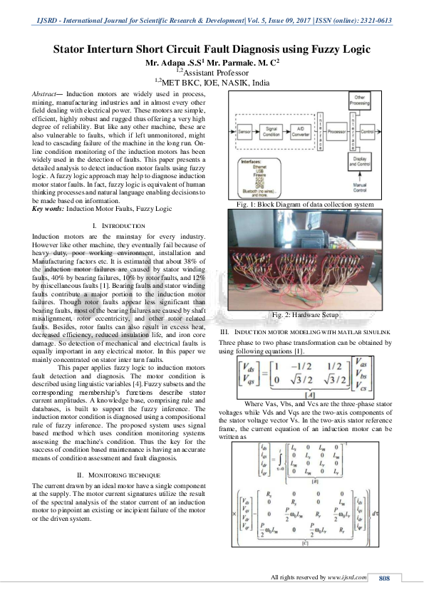 Pdf Stator Interturn Short Circuit Fault Diagnosis Using Fuzzy Logic
