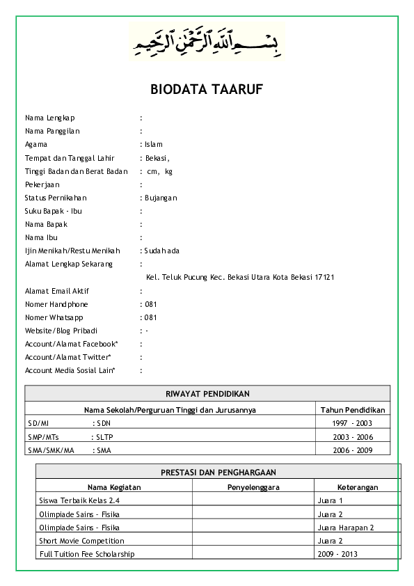 (DOC) RIWAYAT PENDIDIKAN PRESTASI DAN PENGHARGAAN