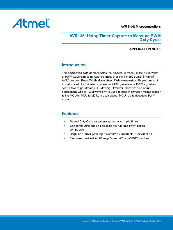 (PDF) AVR 8-bit Microcontrollers AVR135: Using Timer Capture to Measure ...