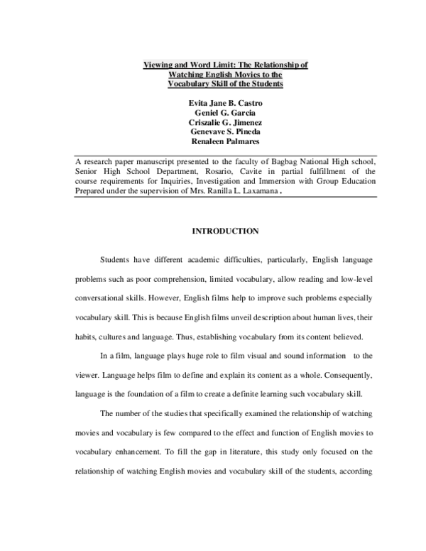 (DOC) Viewing and Word Limit: The Relationship of Watching English ...