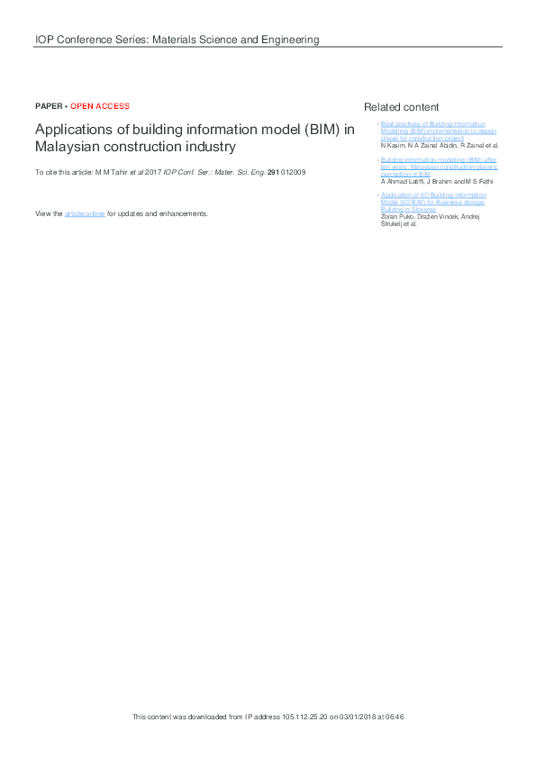 (PDF) Applications of building information model (BIM) in Malaysian construction industry ...