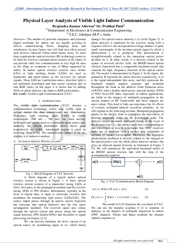 (PDF) Physical Layer Analysis of Visible Light Indoor Communication