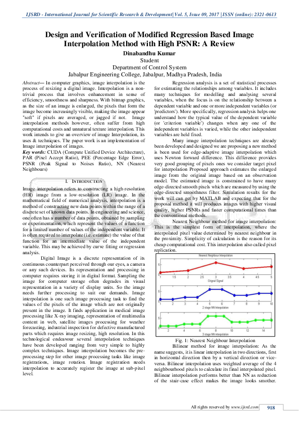 Pdf Design And Verification Of Modified Regression Based Image Interpolation Method With High