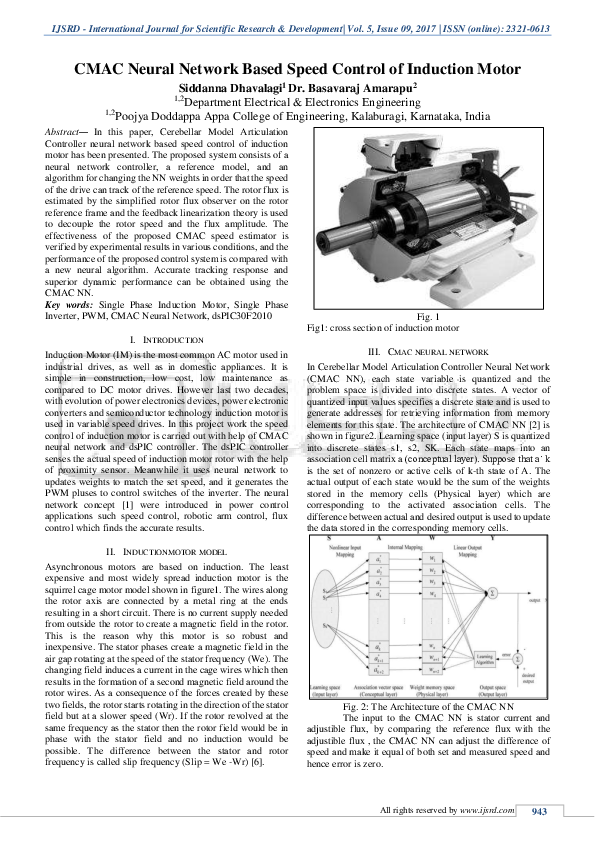 Pdf Cmac Neural Network Based Speed Control Of Induction Motor