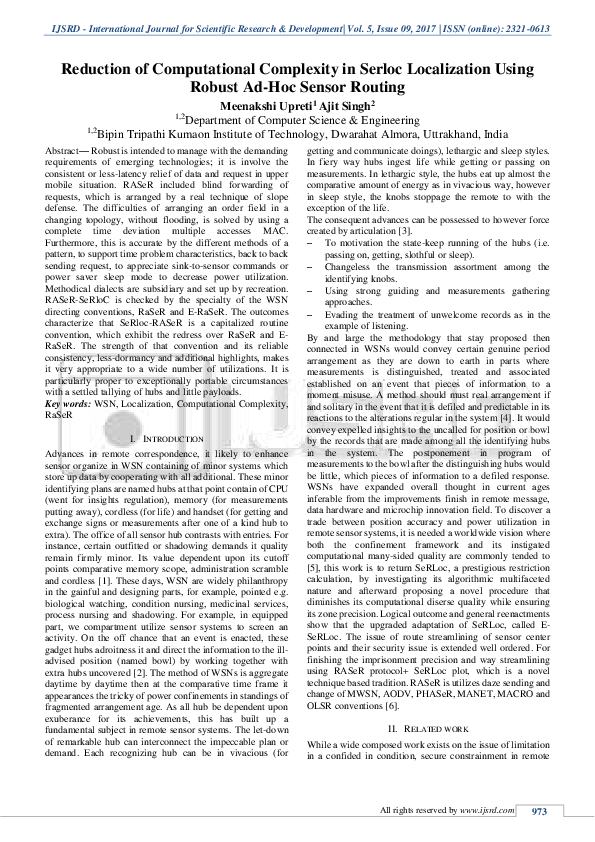 (PDF) Reduction of Computational Complexity in Serloc Localization Using Robust Ad-Hoc Sensor ...