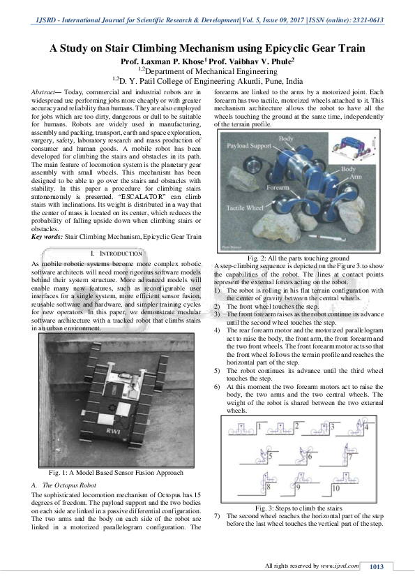 (PDF) A Study on Stair Climbing Mechanism using Epicyclic Gear Train