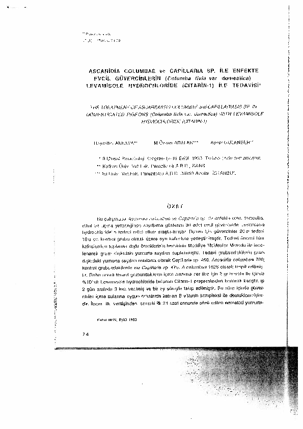 (PDF) Levamisol hydrochloride to Ascaridia columbae and Capillaria ...