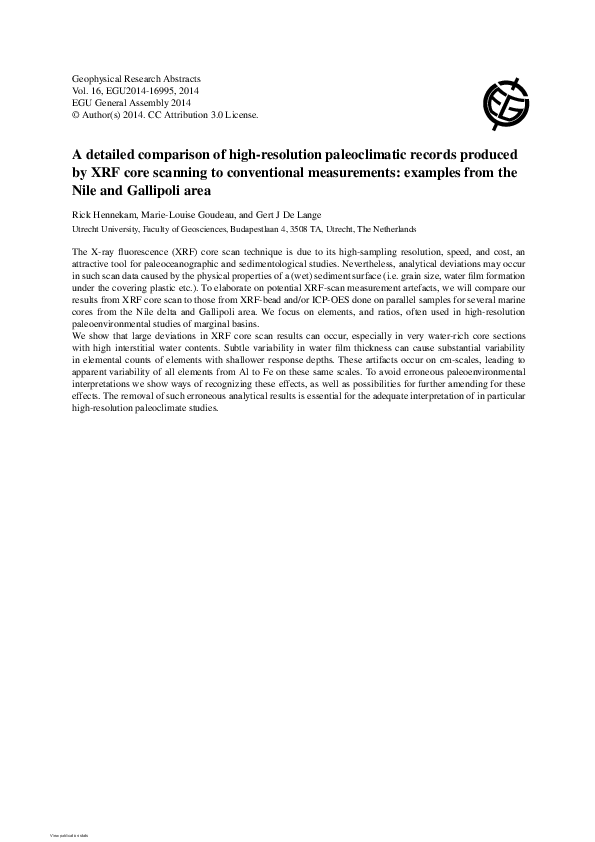 (PDF) A detailed comparison of high-resolution paleoclimatic records produced by XRF core ...