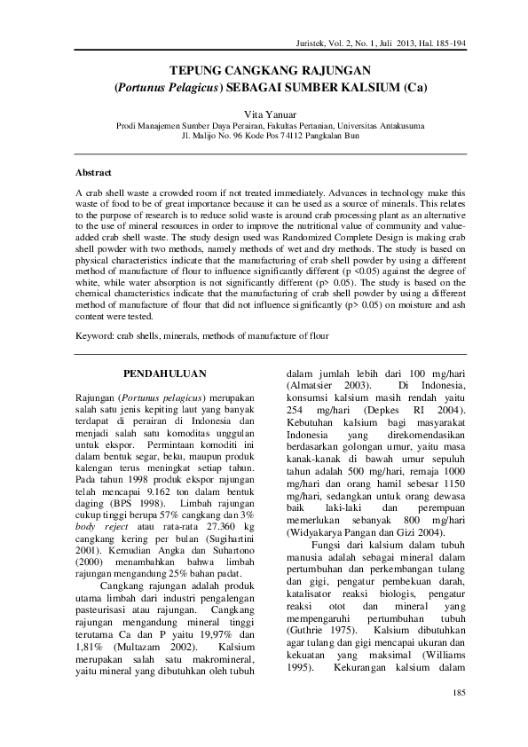 (PDF) TEPUNG CANGKANG RAJUNGAN (Portunus Pelagicus) SEBAGAI SUMBER ...