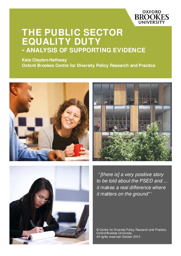 (PDF) The Public Sector Equality Duty - Analysis of Supporting Evidence | Kate Clayton-Hathway ...
