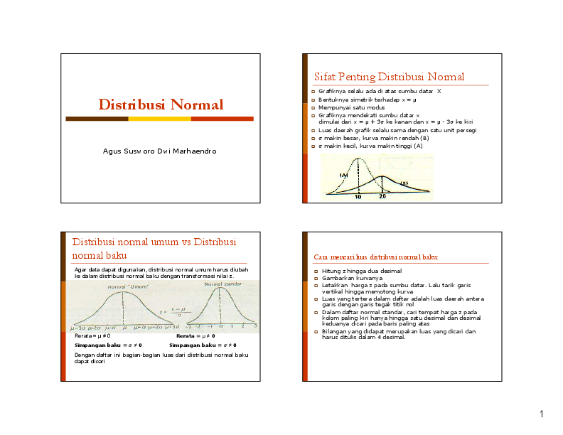 (PDF) Distribusi Normal Sifat Penting Distribusi Normal