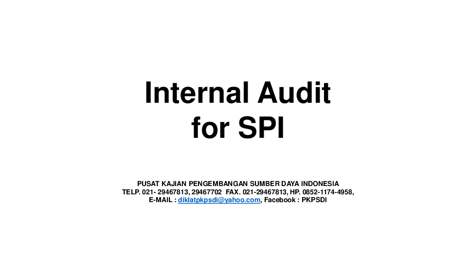 (PDF) Internal Audit for SPI