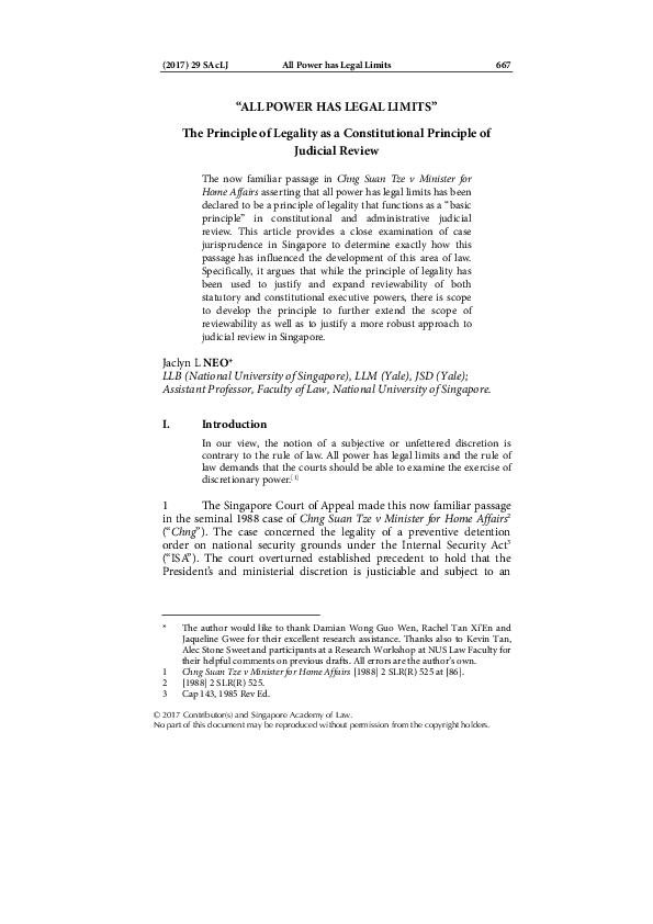 (PDF) “ALL POWER HAS LEGAL LIMITS” The Principle of Legality as a ...