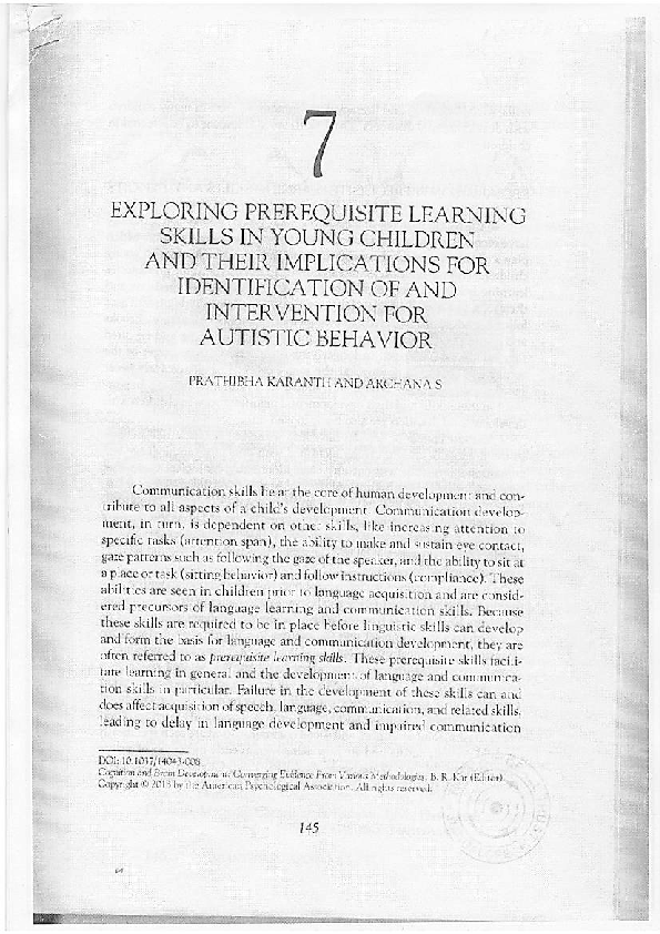 (PDF) Exploring prerequisite learning skills in young children and ...